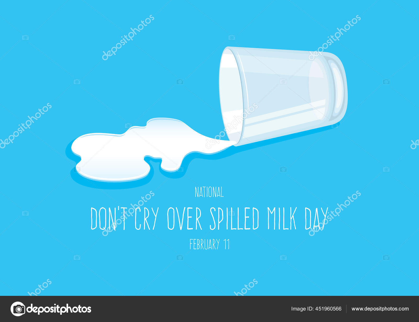 National Dont Cry Spilled Milk Day Vector Glass Spilled Milk Stock