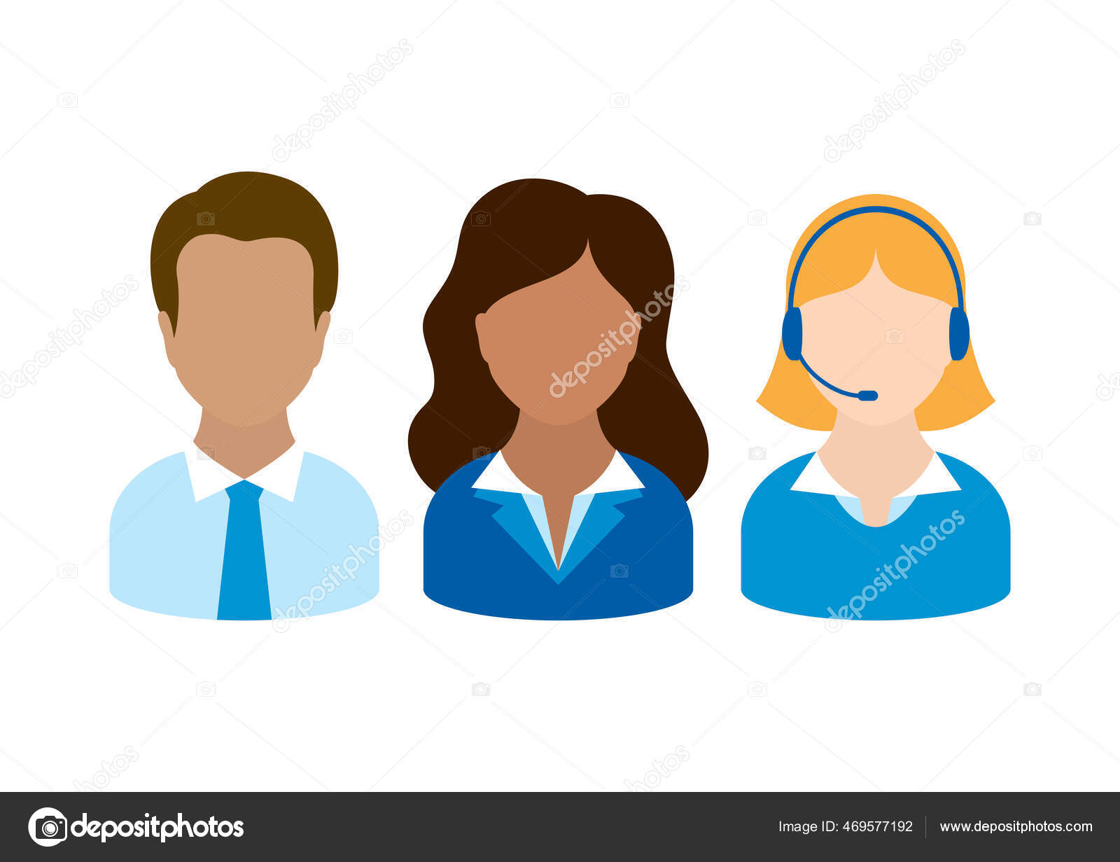 Administrative Workers Men Women Vector Office People Icon Set Isolated ...