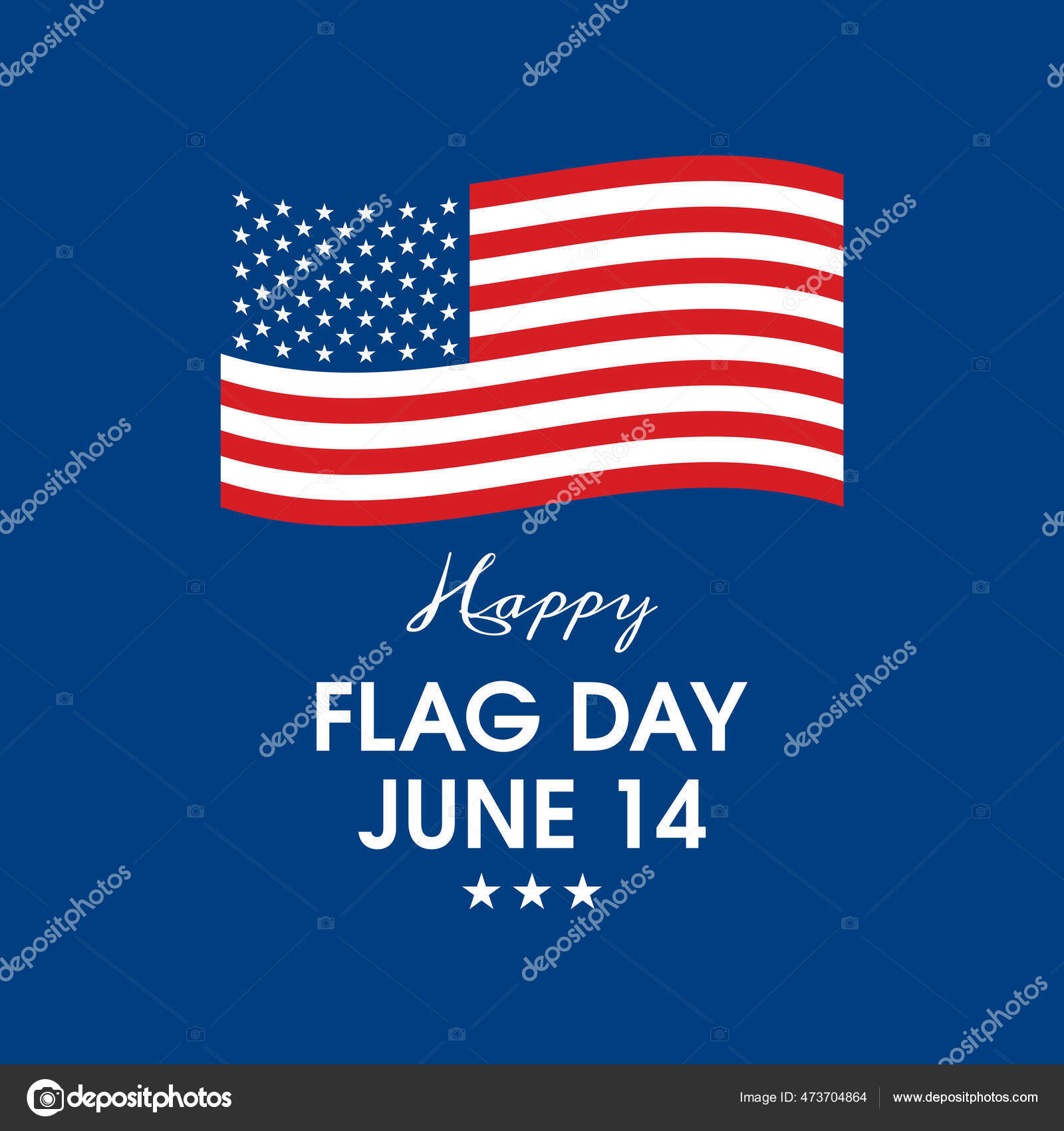 Happy Flag Day June Poster Waving American Flag Shape Vector Stock ...