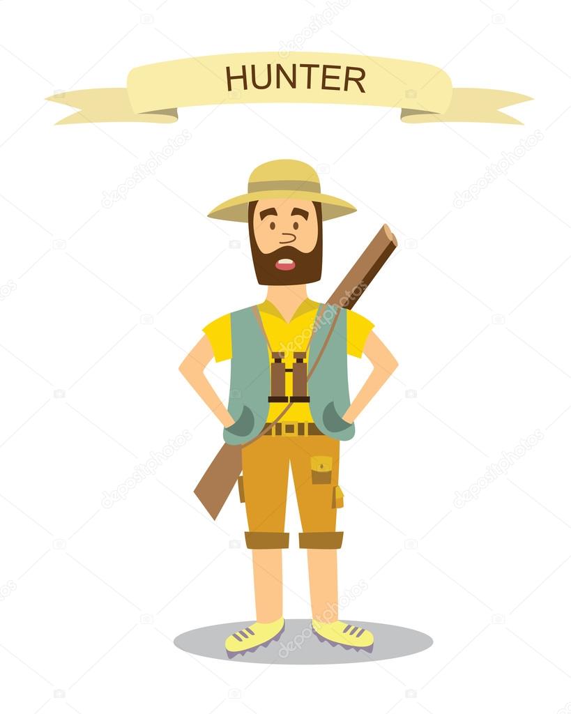 Cazador de dibujos animados con arma Stock Vector by ©svitlana_samokhina 113361650