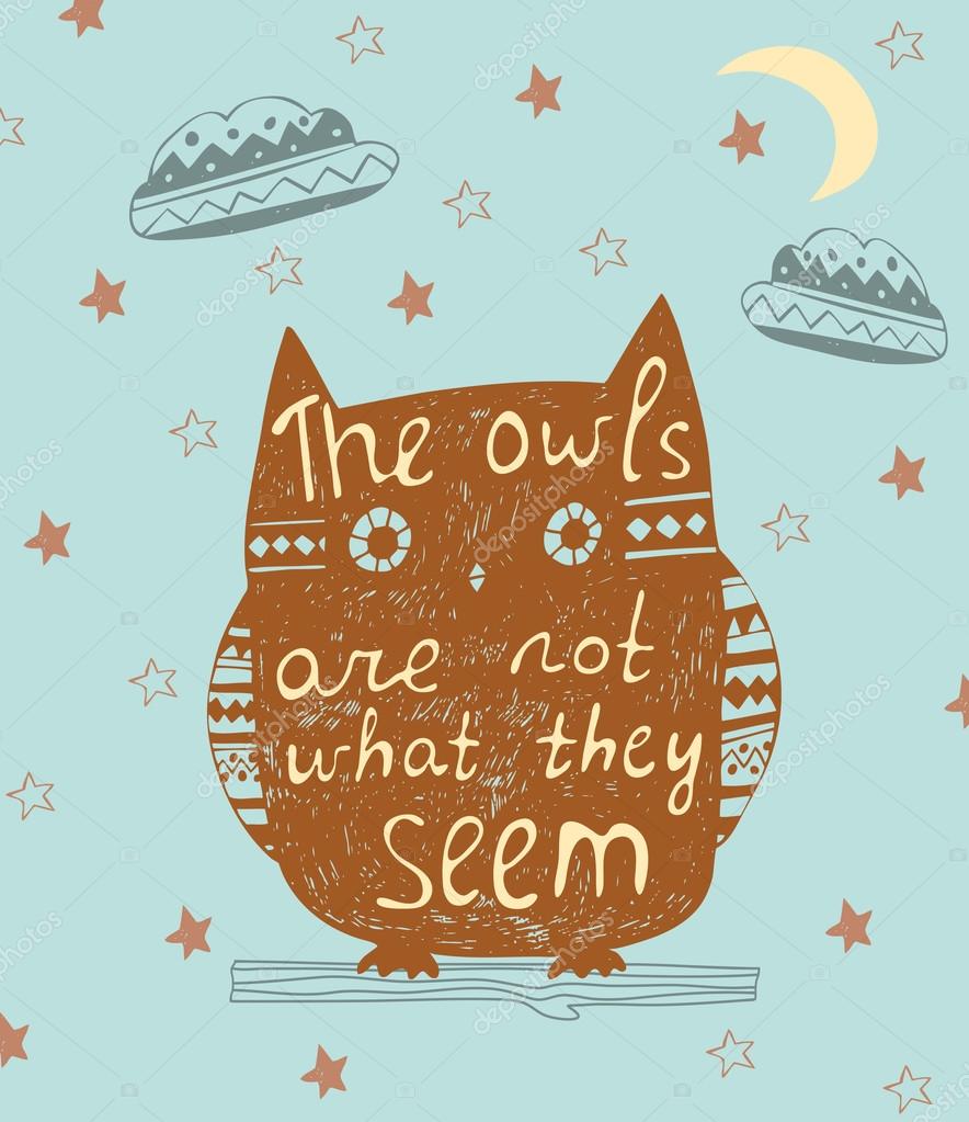 Typography poster with owl silhouette Stock Vector by ©svitlana ...