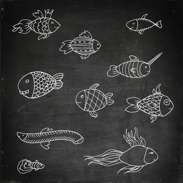 Fish chalk drawing Vector Art Stock Images | Depositphotos