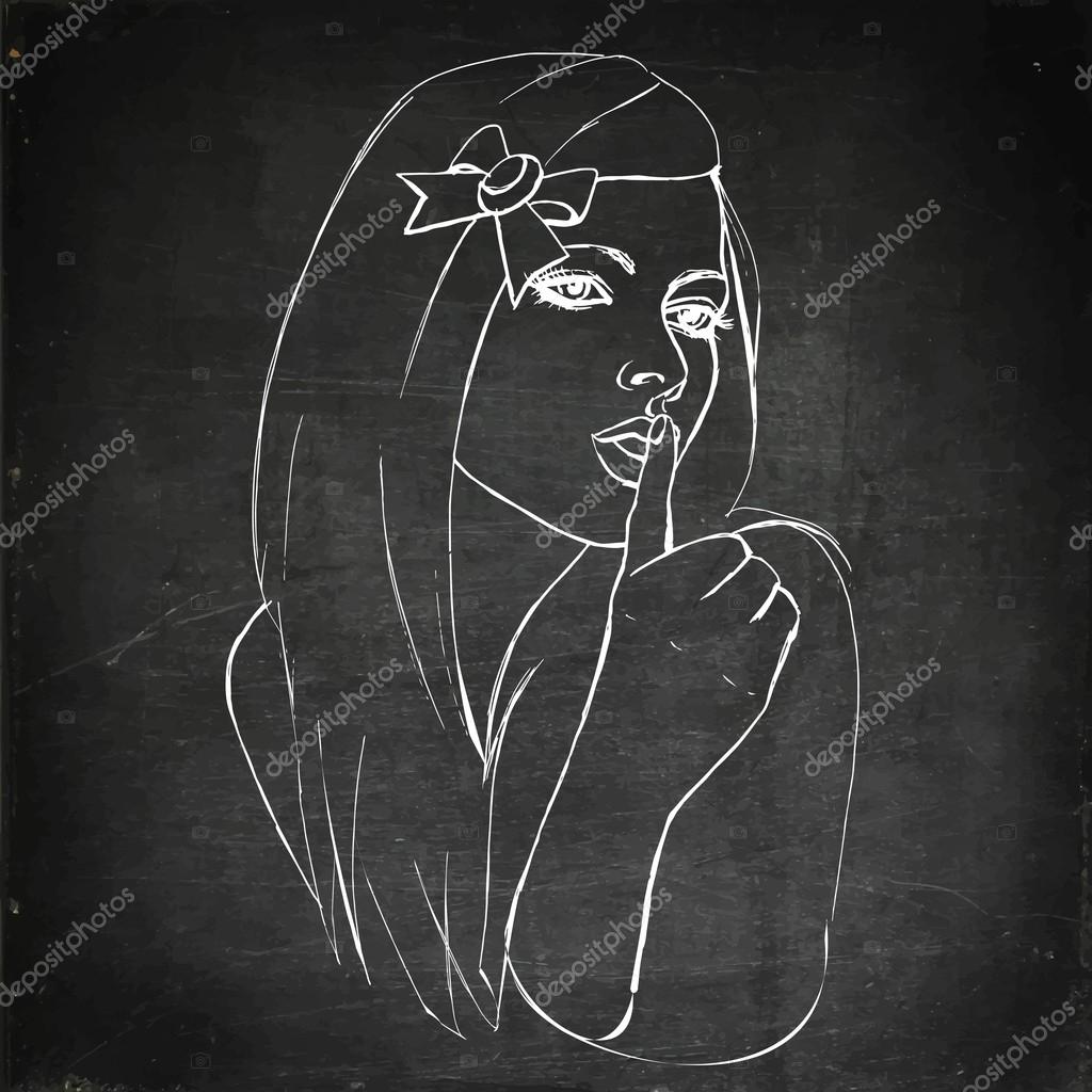 Shhh Skeleton Drawing