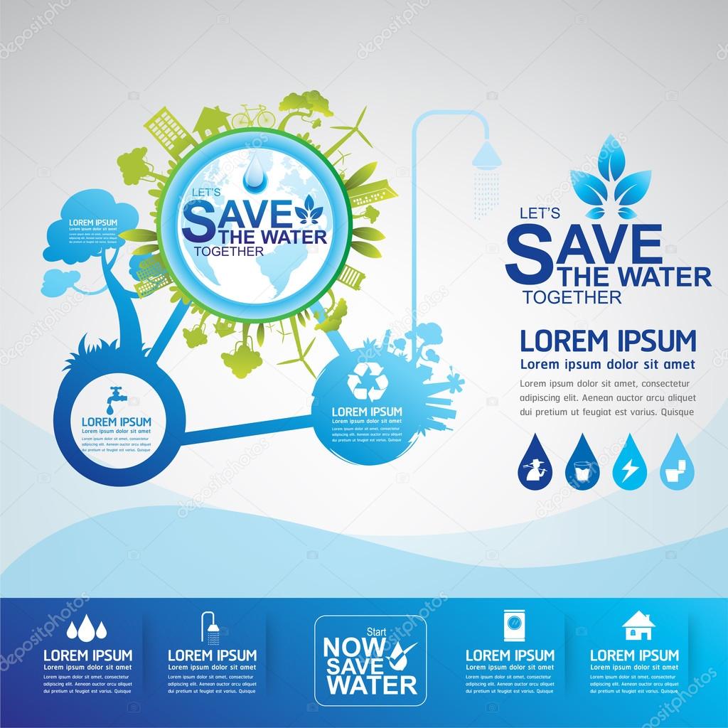 Save The Water Vector Stock Vector Image by ©Space-Vector #95673466