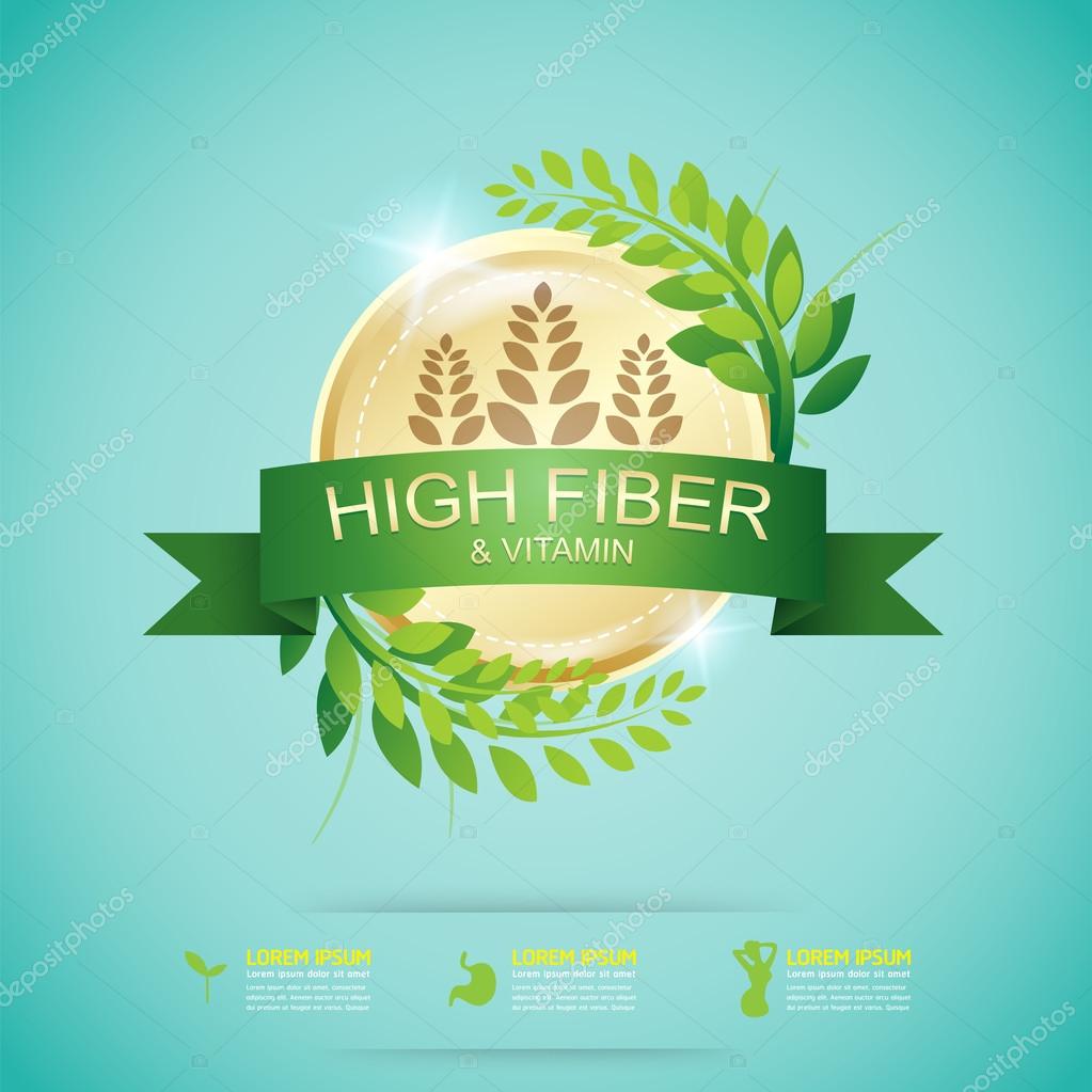 Fiber in Foods Slim Shape and Vitamin Concept Label Vector Stock Vector ...