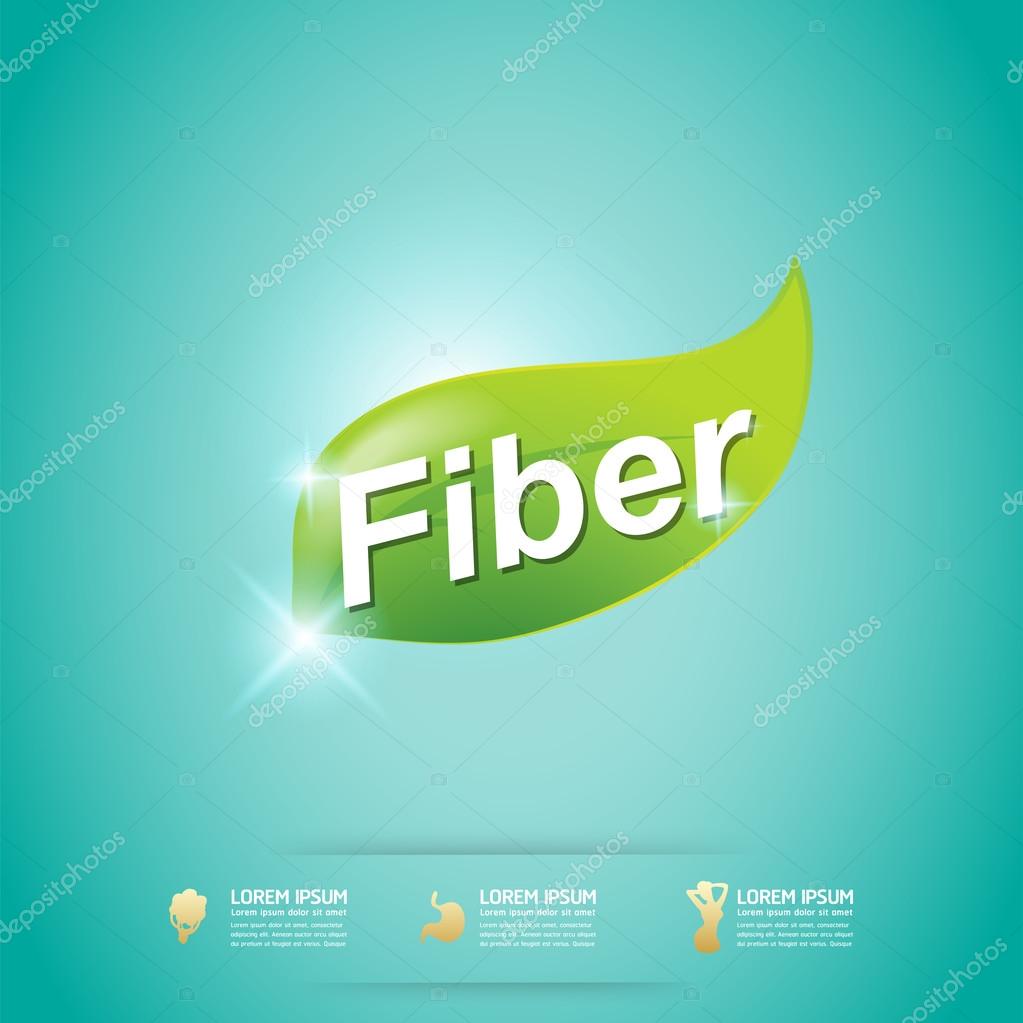 High Fiber Food and Vitamin Vector Concept Label in Background Green ...