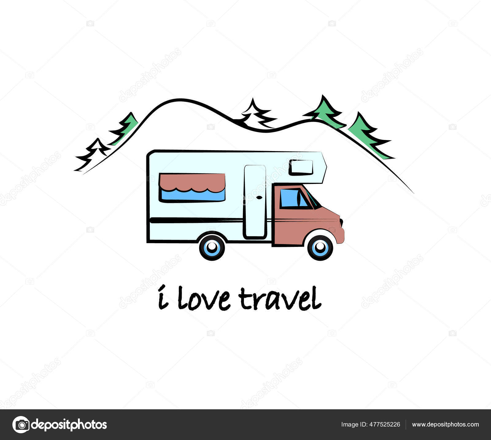 Mobile Home Mountains Background Life Cartoon Vector Illustration Stock ...
