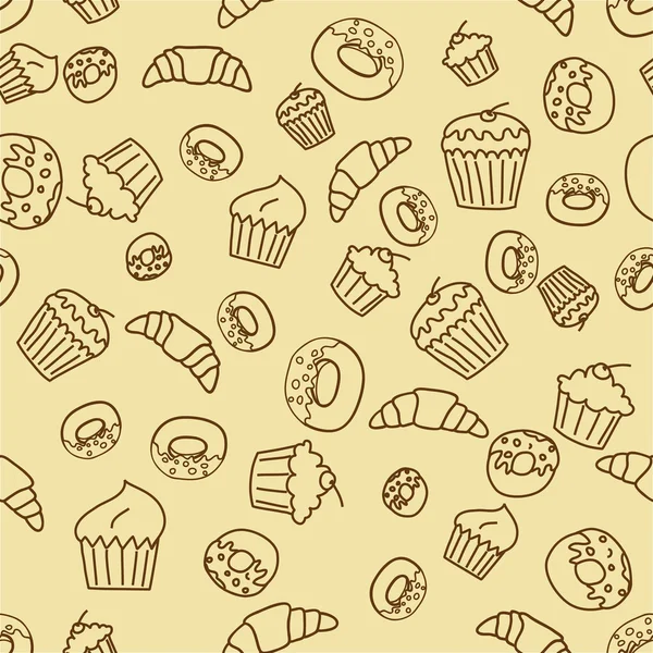 Cute seamless pattern with sweets and dessert, cupcake, ice cream ...