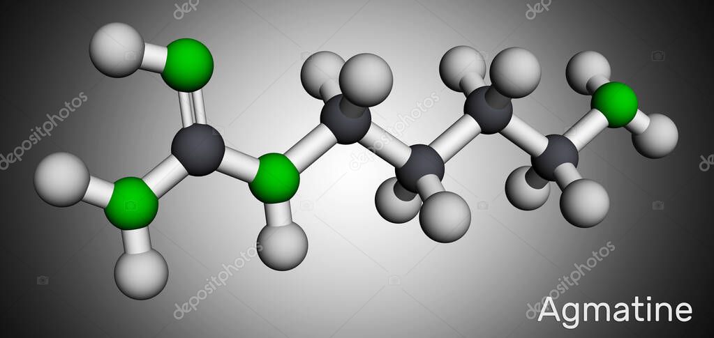 Molécula agmatina. Es compuesto amino, miembro de guanidinas ...