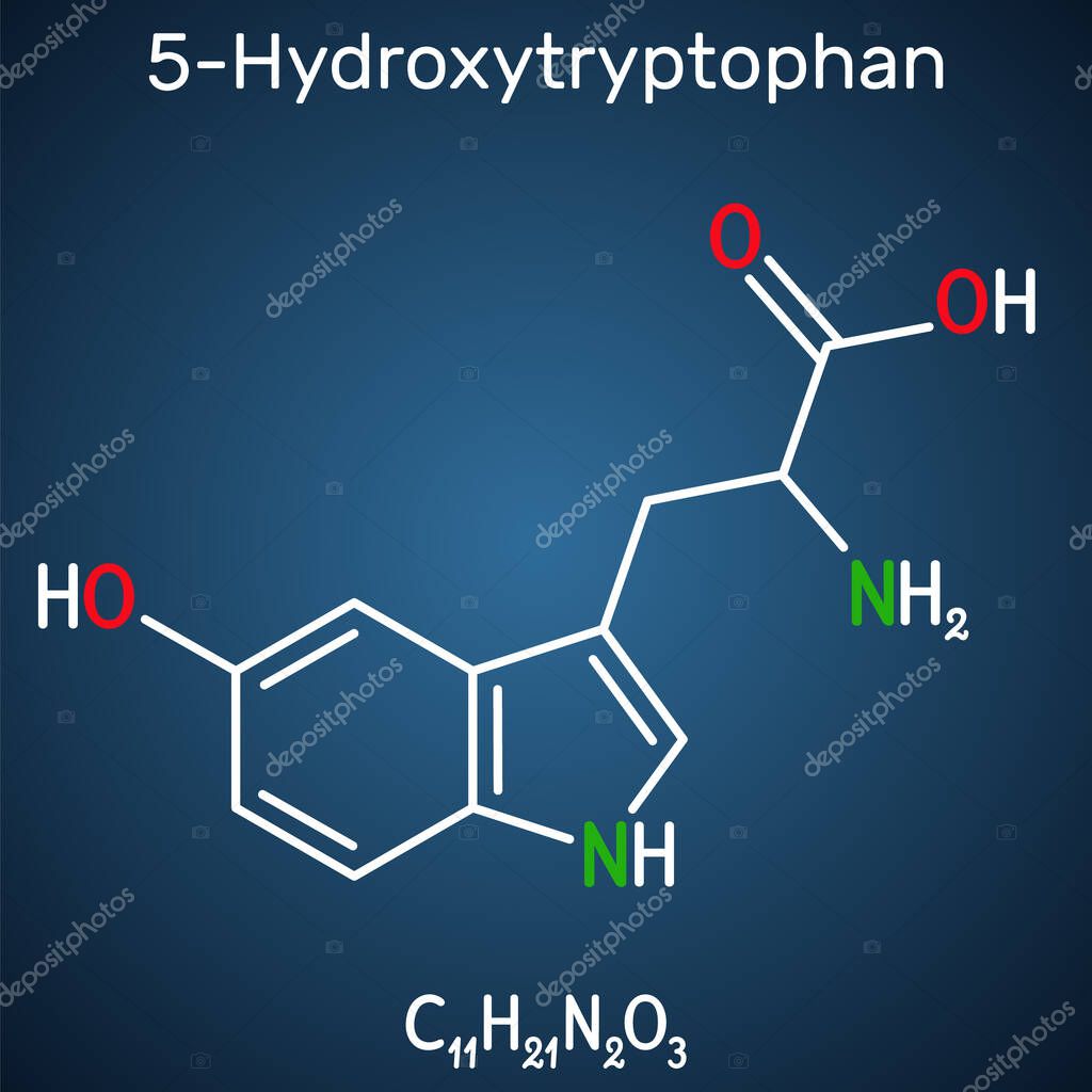5-hidroxitriptófano, 5-HTP, hidroxitriptófano, molécula de oxitriptán ...