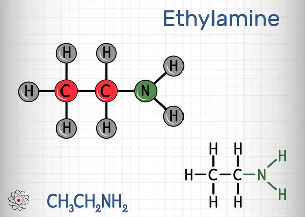 Ethylamine, ethanamine, aminoethane, ethyl amine molecule. Es amina ...