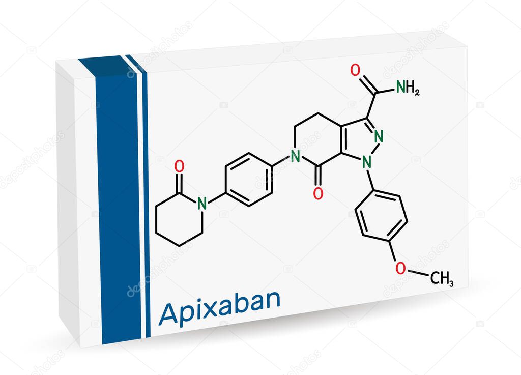 Molécula de Apixaban. Es pirazolopiridina, anticoagulante e inhibidor ...