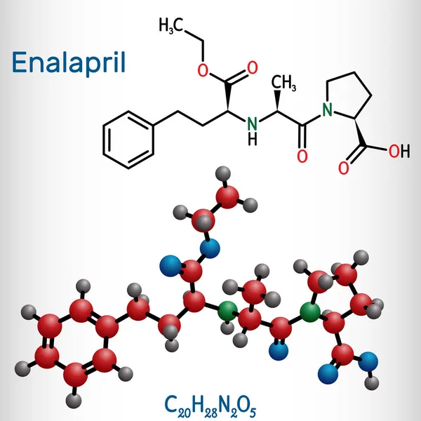 Enalapril, molécula. Es medicamento inhibidor de la ECA para tratar la ...