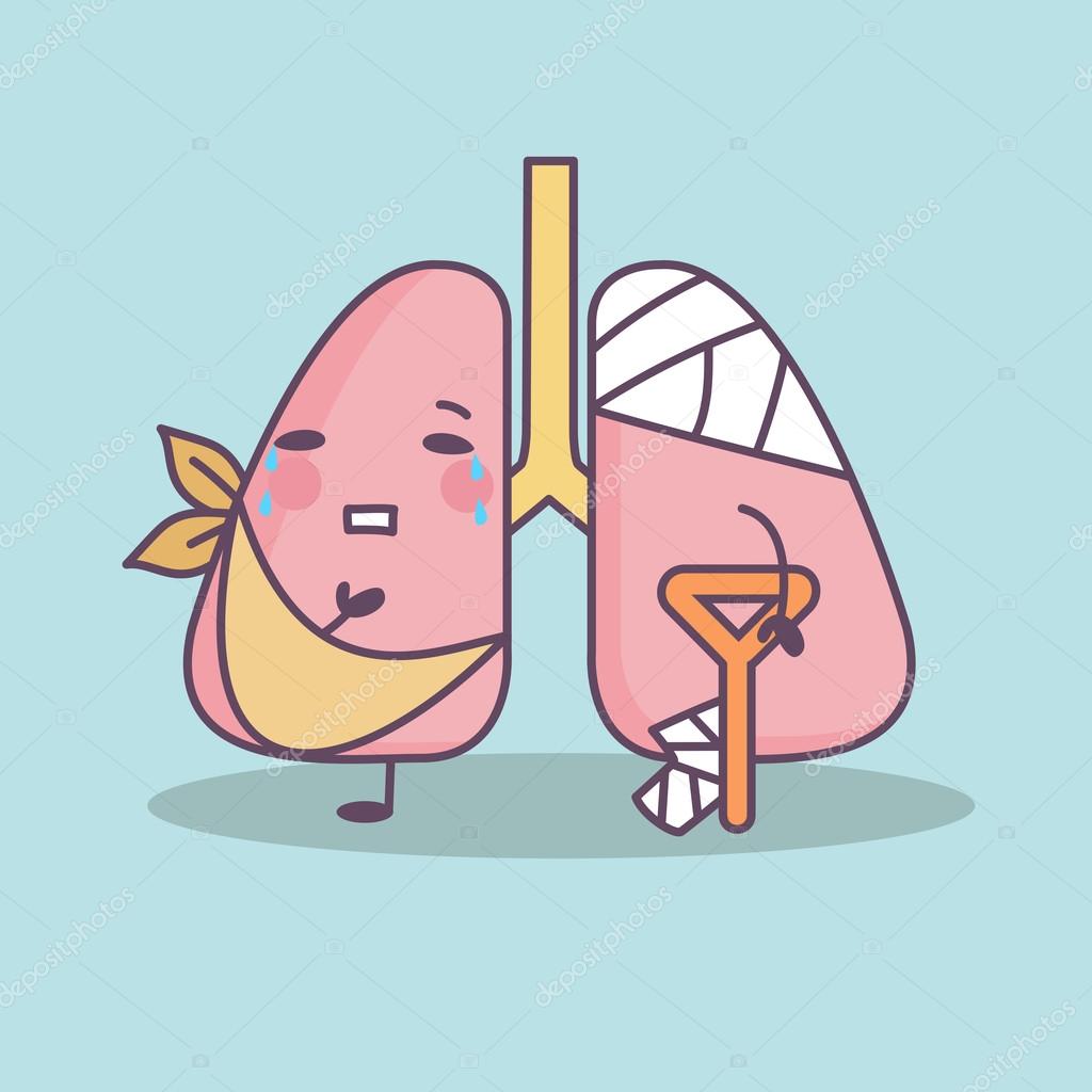 Dibujos animados de pulmón lesionado con muleta — Archivo Imágenes ...