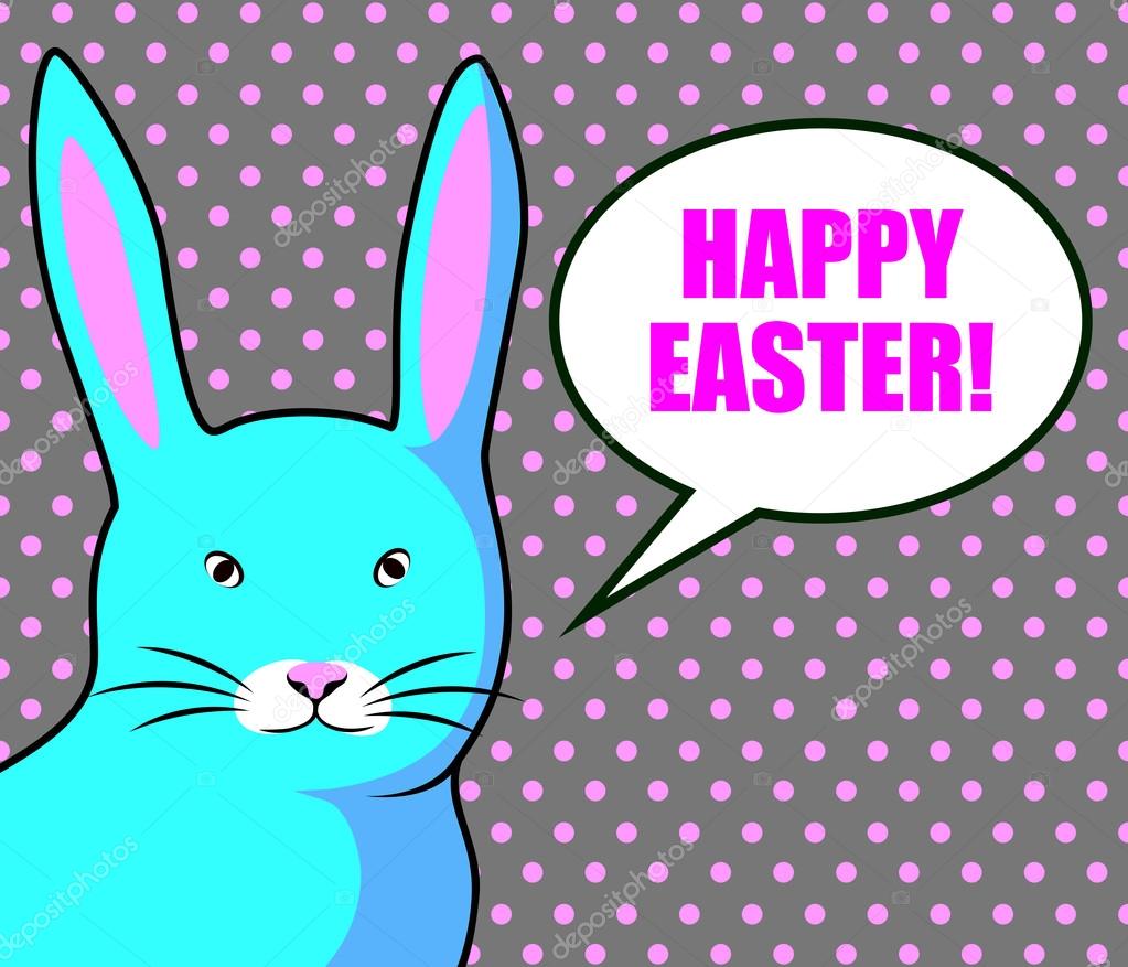 Happy easter cards illustration pop art style with easter bunny, easter ...