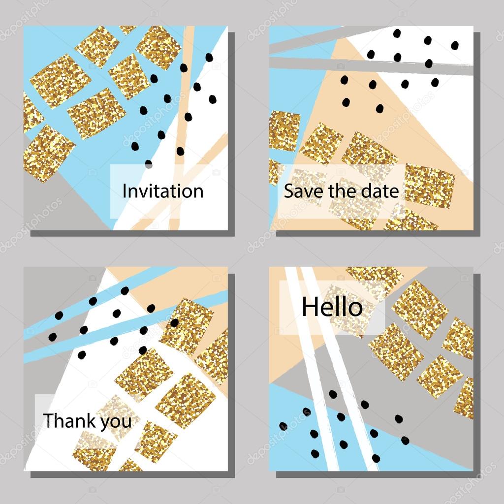 Conjunto de ilustración vectorial de tarjetas universales de colores artísticos. Boda ...