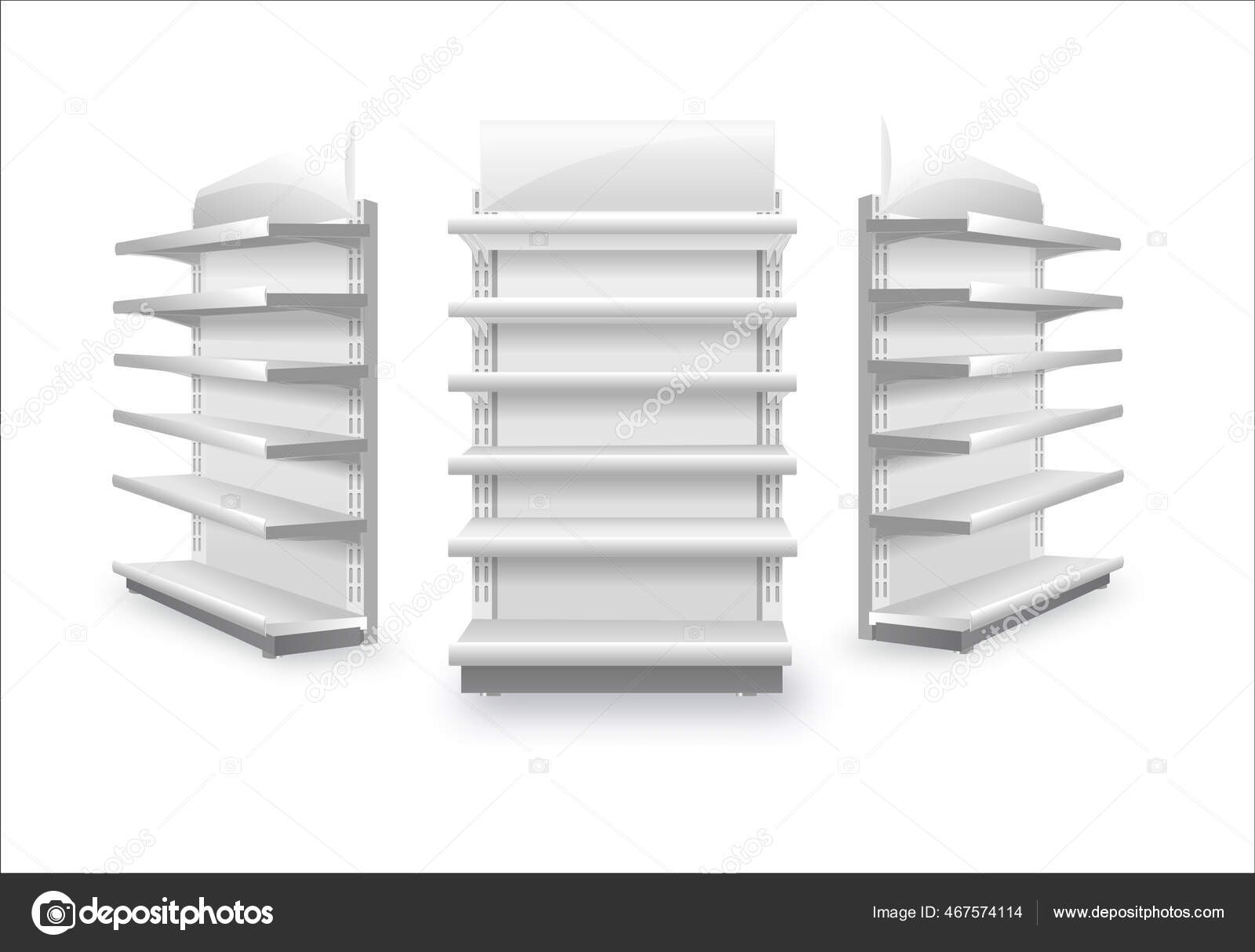 Shelving rack for store trading empty template for design stock vector ...