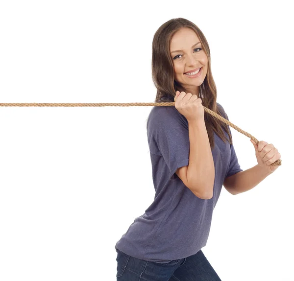 Woman pulling rope Stock Photos, Royalty Free Woman pulling rope Images ...