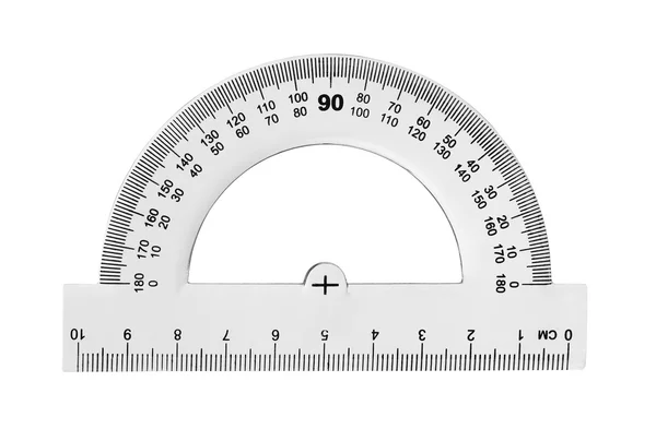White transparent protractor, isolated on white, with clipping path ...