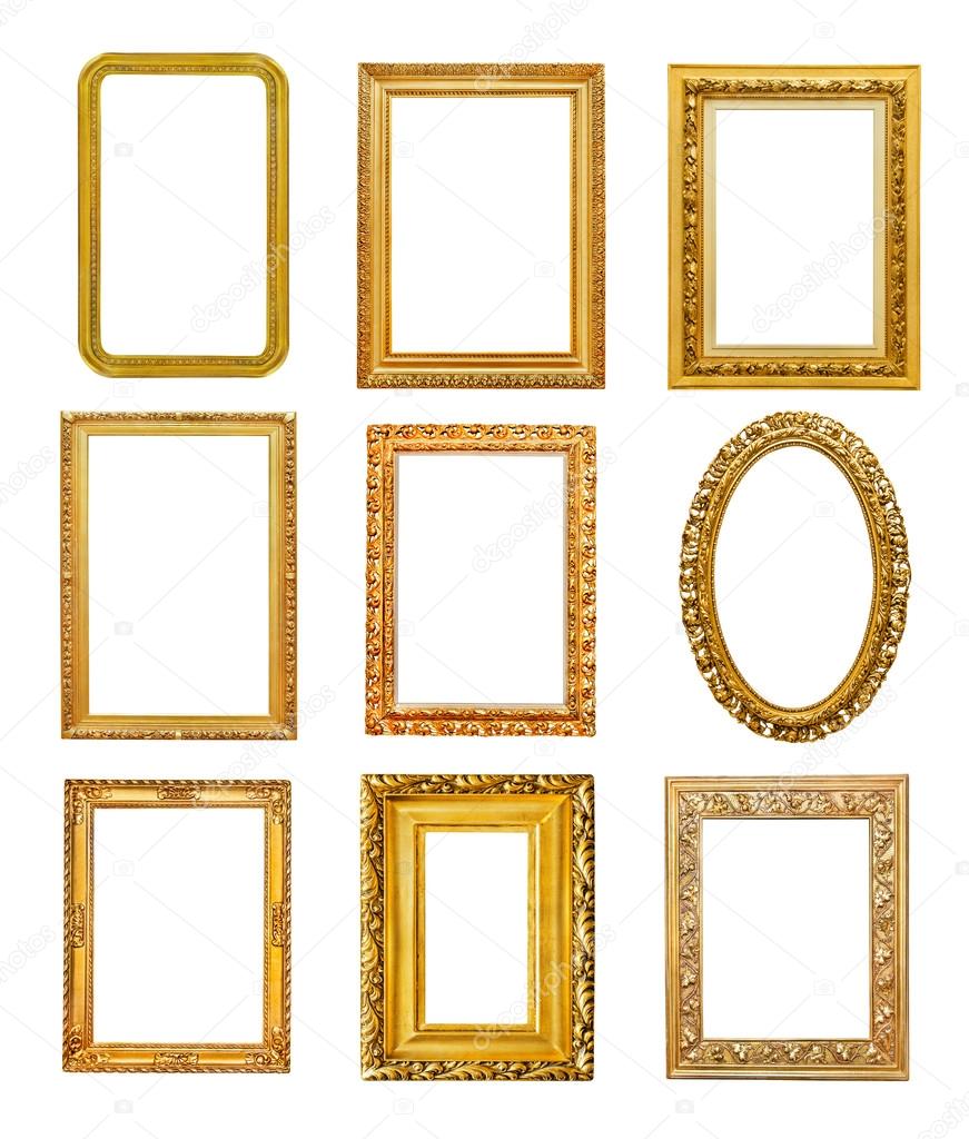 Diferent shape golden frames on white background — Stock Photo © Goir ...