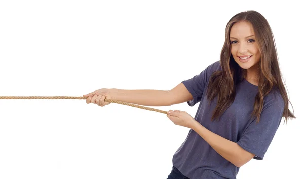 Woman pulling rope Stock Photos, Royalty Free Woman pulling rope Images ...