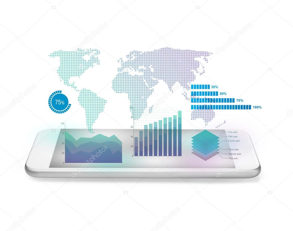 Diagrams projecting from mobile phone Stock Photo by ©Goir 94671028