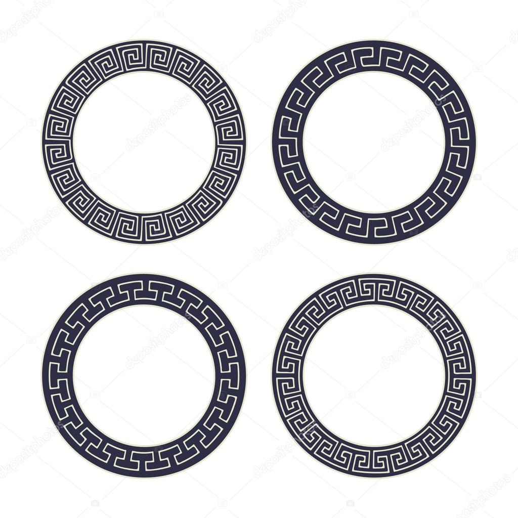 Conjunto vectorial de cuatro marcos de meandro redondos. 2024 Conjunto vectorial de cuatro marcos de meandro redondos. 2024