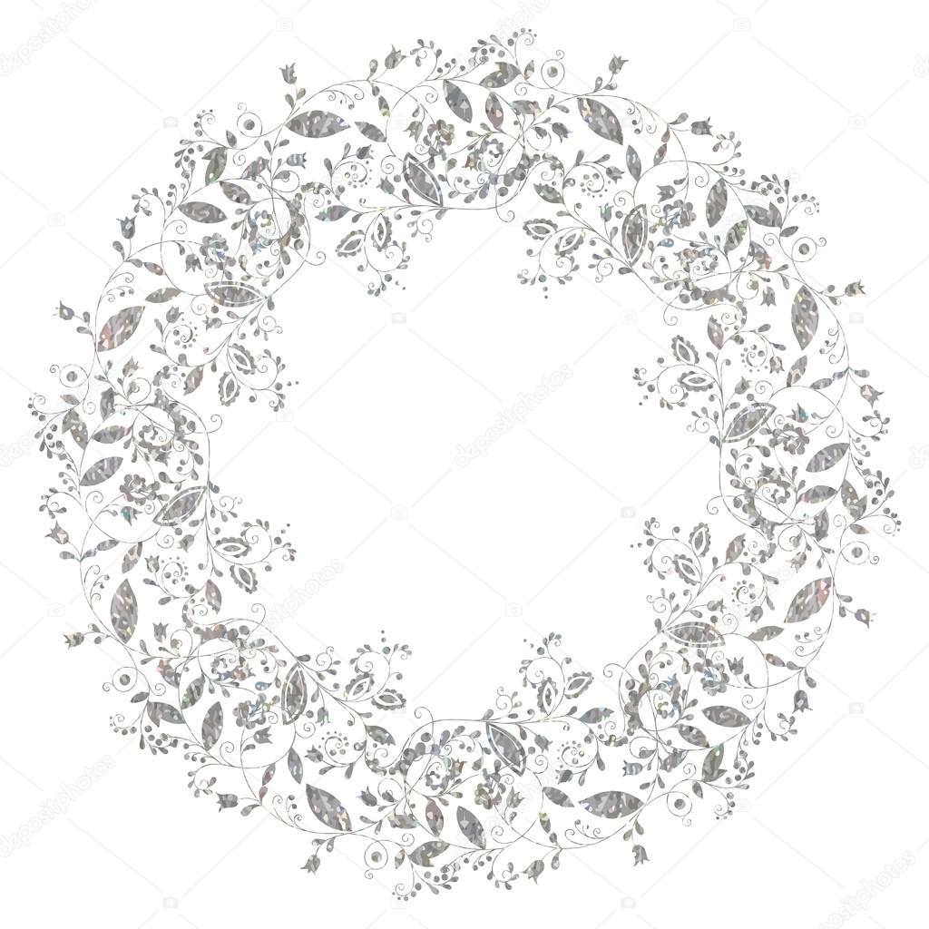 Circle silver floral frame in doodle style Stock Vector Image by ...