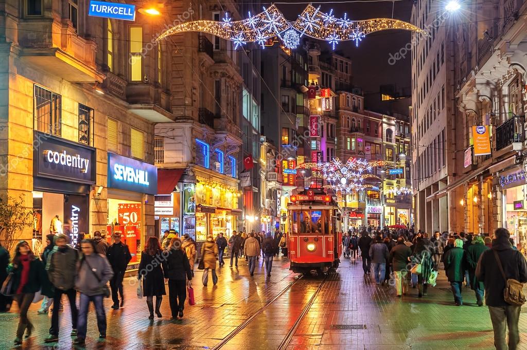 Istanbul Nostalgic Tramway on Istiklal Street at night, Istanbul ...