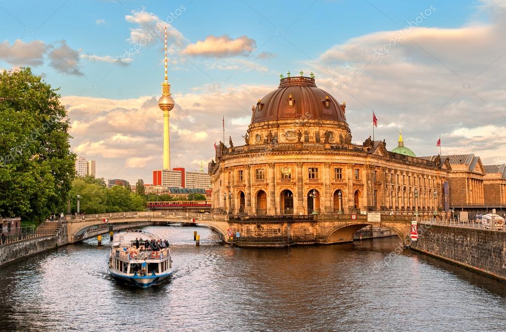 Museum island on Spree river and Alexanderplatz TV, Berlin, Germany ...