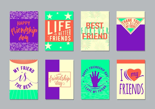 Vector illustration of Friendship day typography background set in flat ...