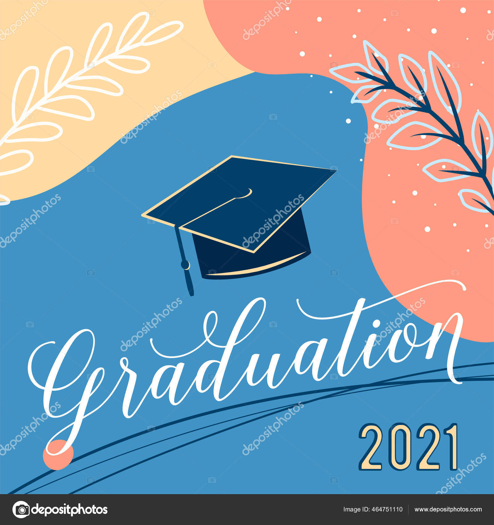 Graduate 2021 vector background, greeting card. Trendy design ...