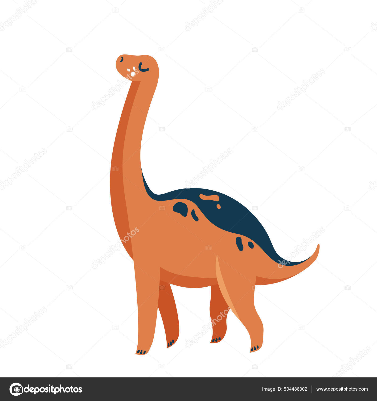 Cute baby dinosaur diplodocus isolated on white background. Kid ...