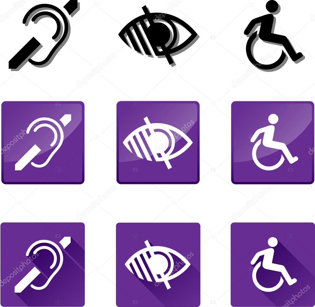 Deaf, Blind, Disabled Icon Set — Stock Vector © masterbilbo #91861840