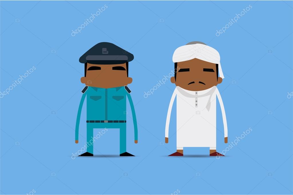 Vector illustration, sudanese , arab , police man , shikh — Stock ...