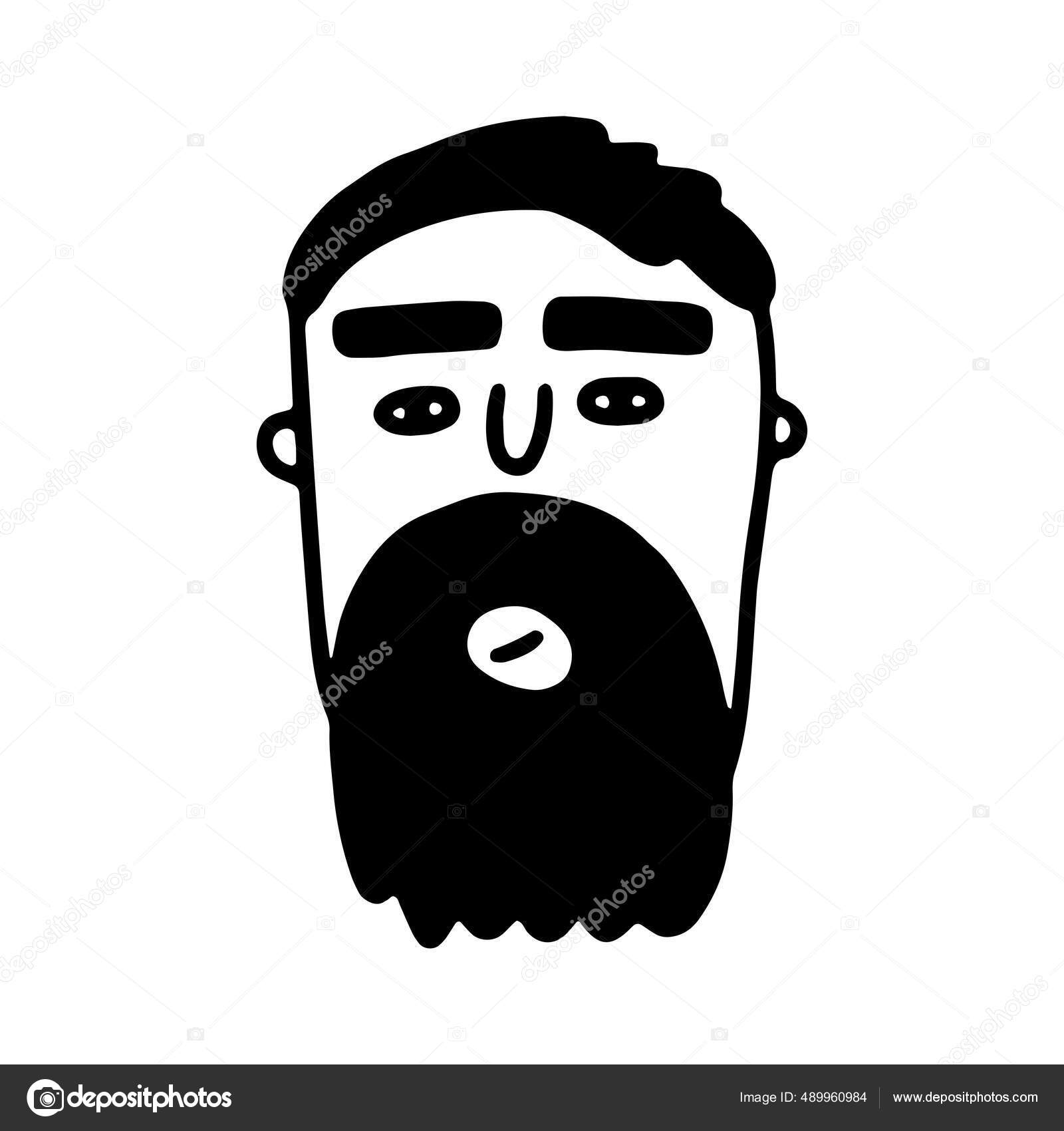 Doodle Bearded Face Hand Drawn Outline Human Isolated White Background ...
