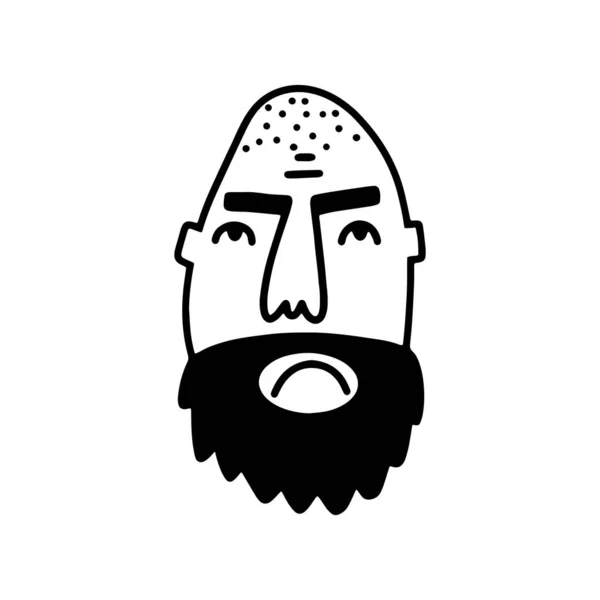 Doodle Bearded Face Hand Drawn Outline Human Isolated White Background ...