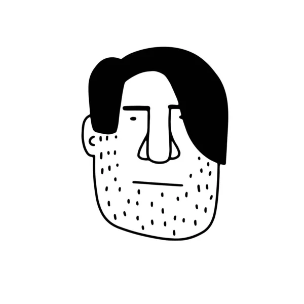 Doodle Bearded Face Hand Drawn Outline Human Isolated White Background ...
