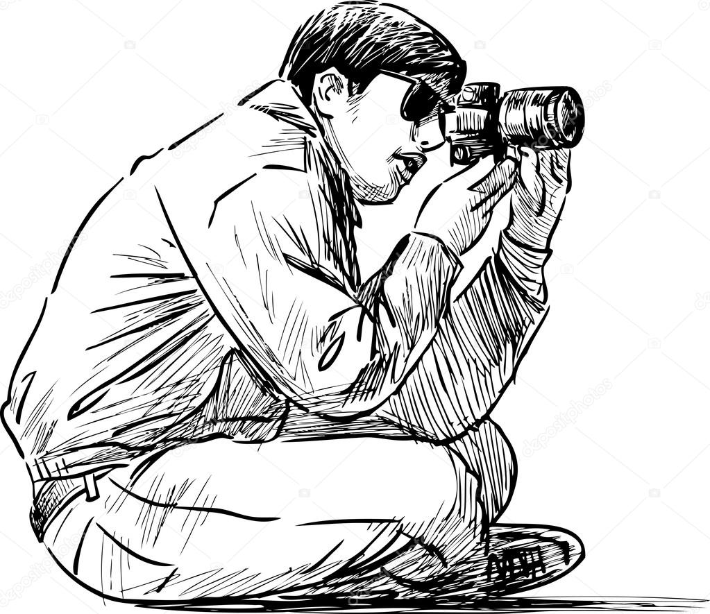 Photographer Taking A Picture Drawing
