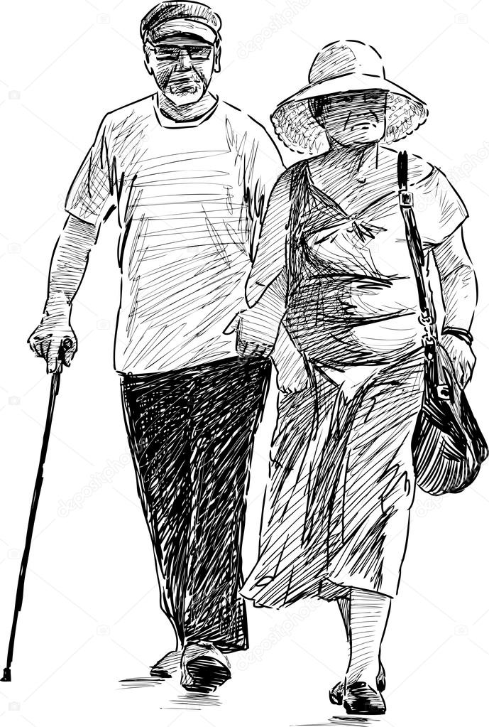 Elderly Spouse Walking Stock Vector Image By ©samakarov 93845744