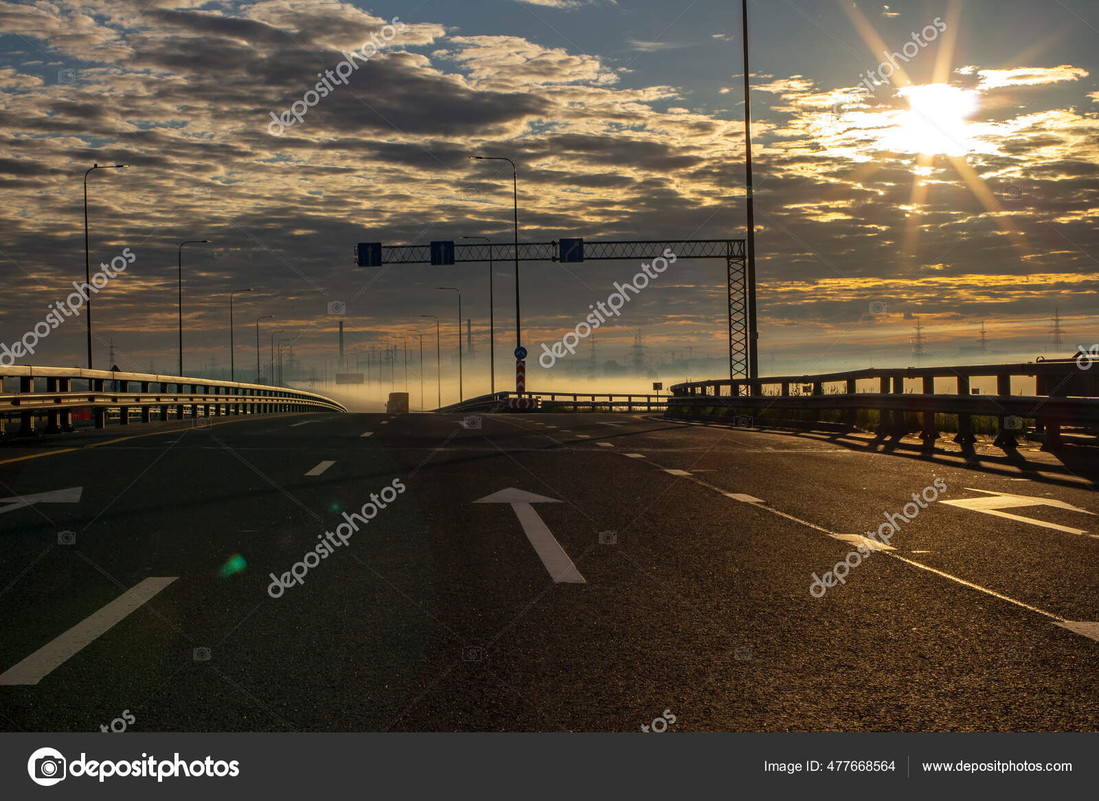 Highway Dawn Freeway Morning Road Markings — Stock Photo © anna2005_80 ...