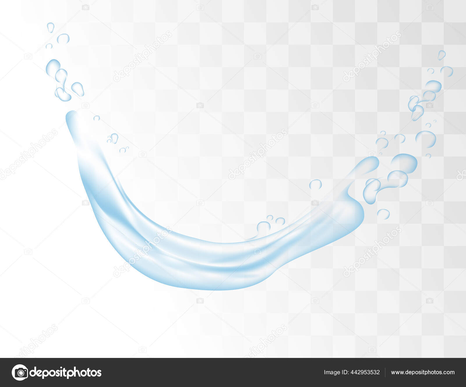 Clear Blue Water Splash Drops Transparent Background Vector Realism ...