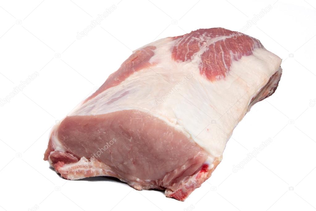 Pork loin on the bone on a white background, isolated. Stock Photo by ...