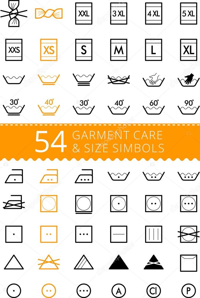 Símbolos de lavado. Conjunto de iconos de cuidado textil. Lavar y ...