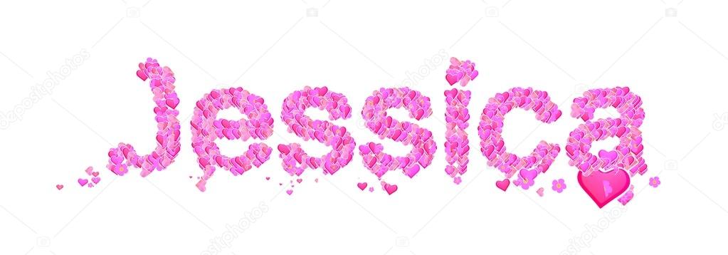 Jessica female name set with hearts type design — Stock Photo © mail ...