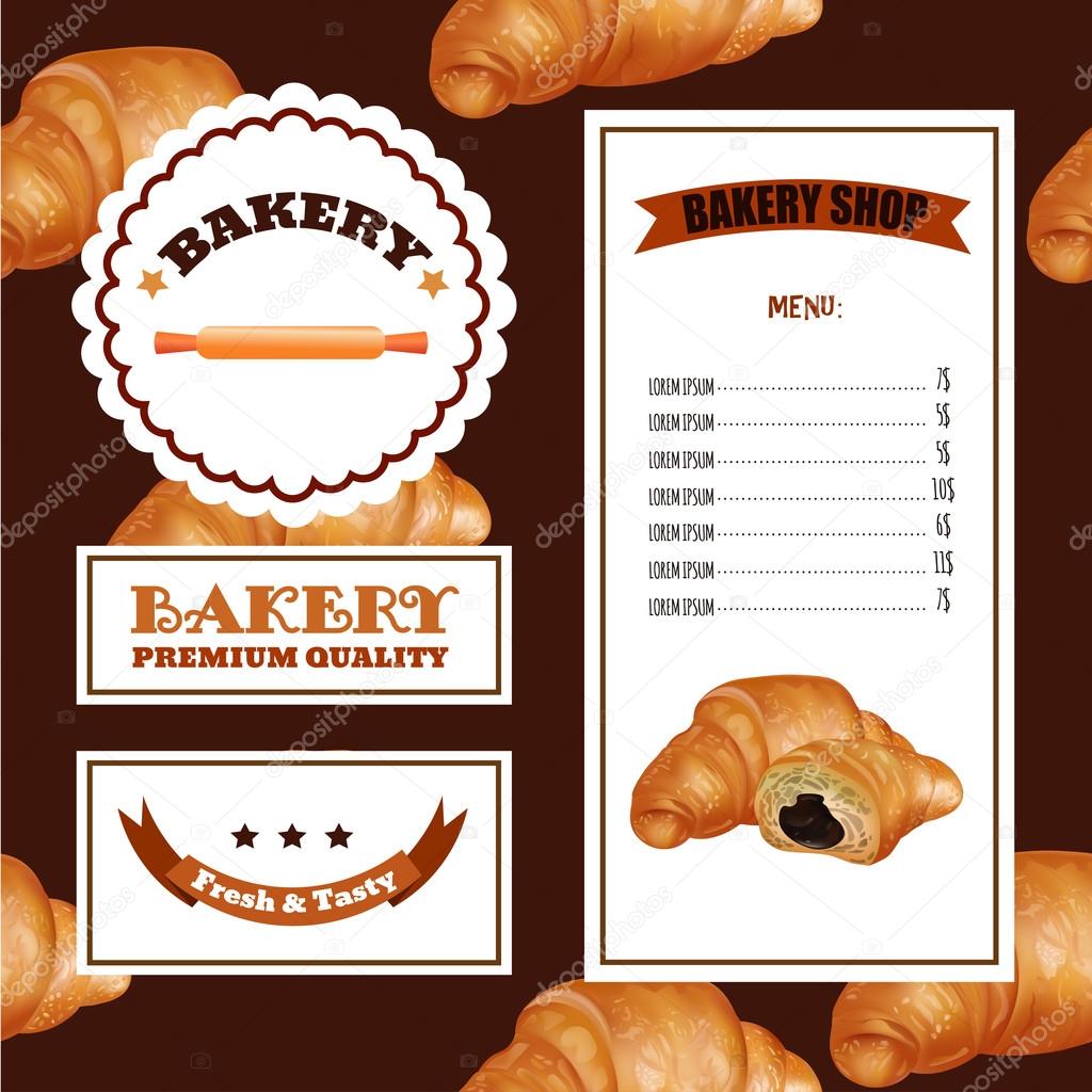 Baking Menu Design. Baking Shop, Cafe, Market. Pattern with Croissant ...