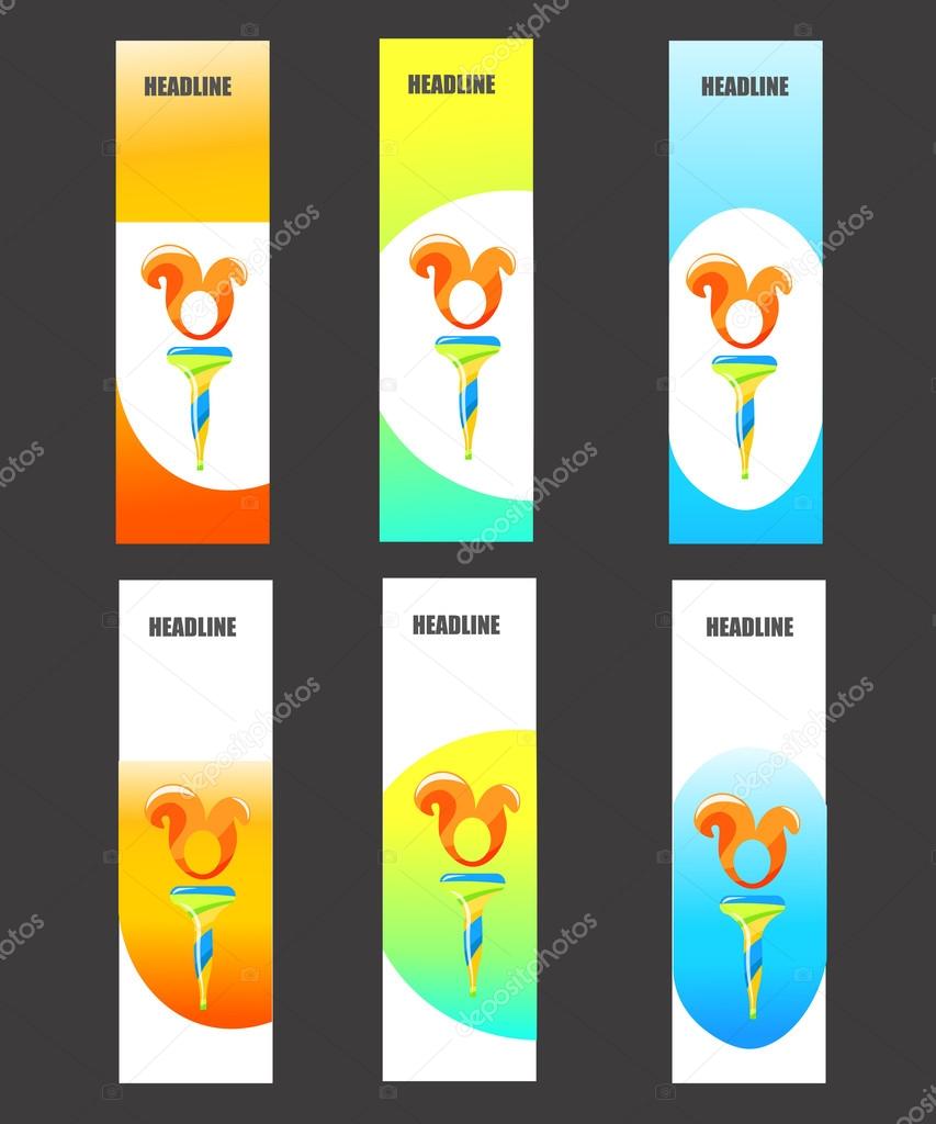 Colorful Olympic Brochures and Banners. Brazil Colors. Torch with Flame ...