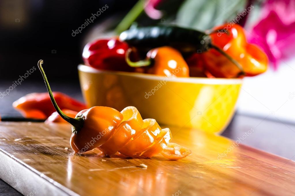 Red naga ghost pepper Stock Photo by ©plaskographer 91435712