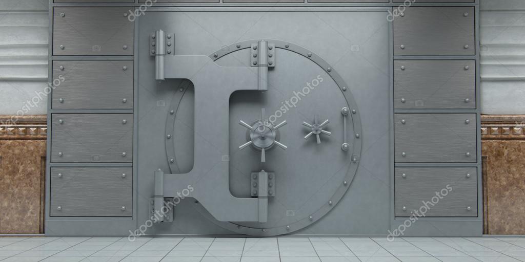 Front Of A Bank Vault