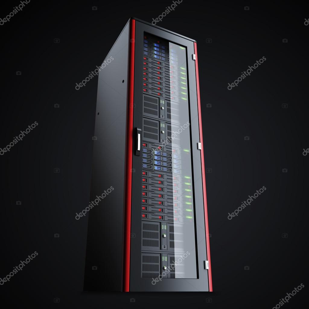 Working server rack isolated on black background — Stock Photo © it.i3d ...